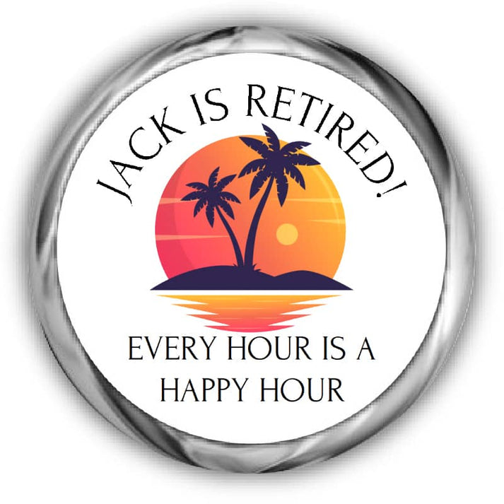 Happy Hour Retirement Kisses Stickers - Announce It!