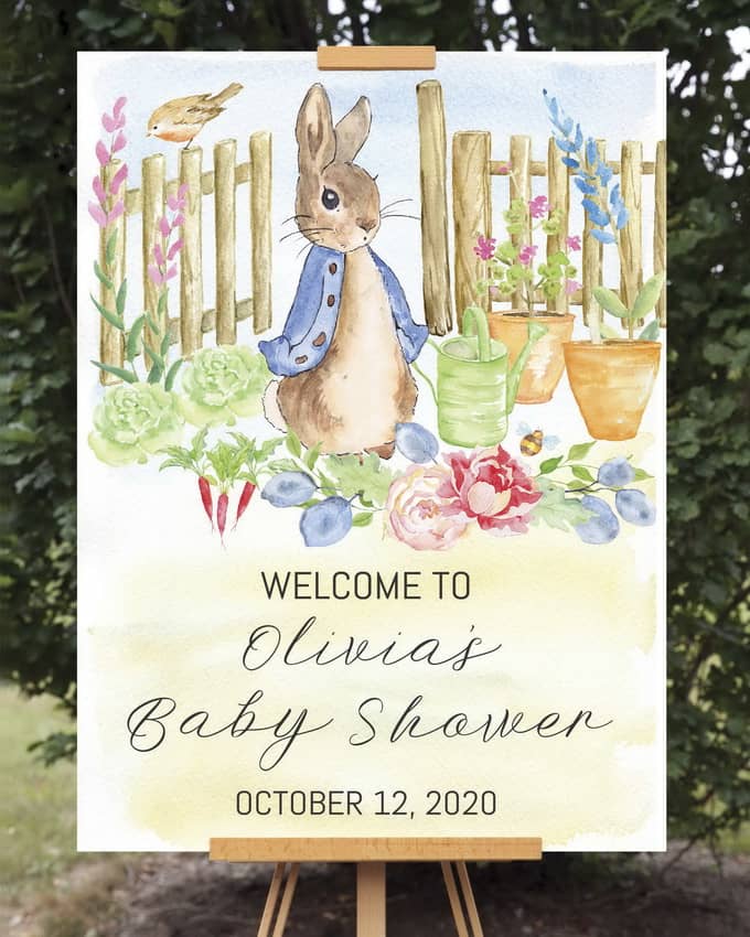 Peter Rabbit Baby Shower Welcome Sign - Announce It!