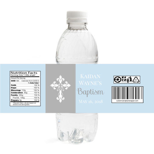 Cross Christening Water Bottle Labels - Announce It!