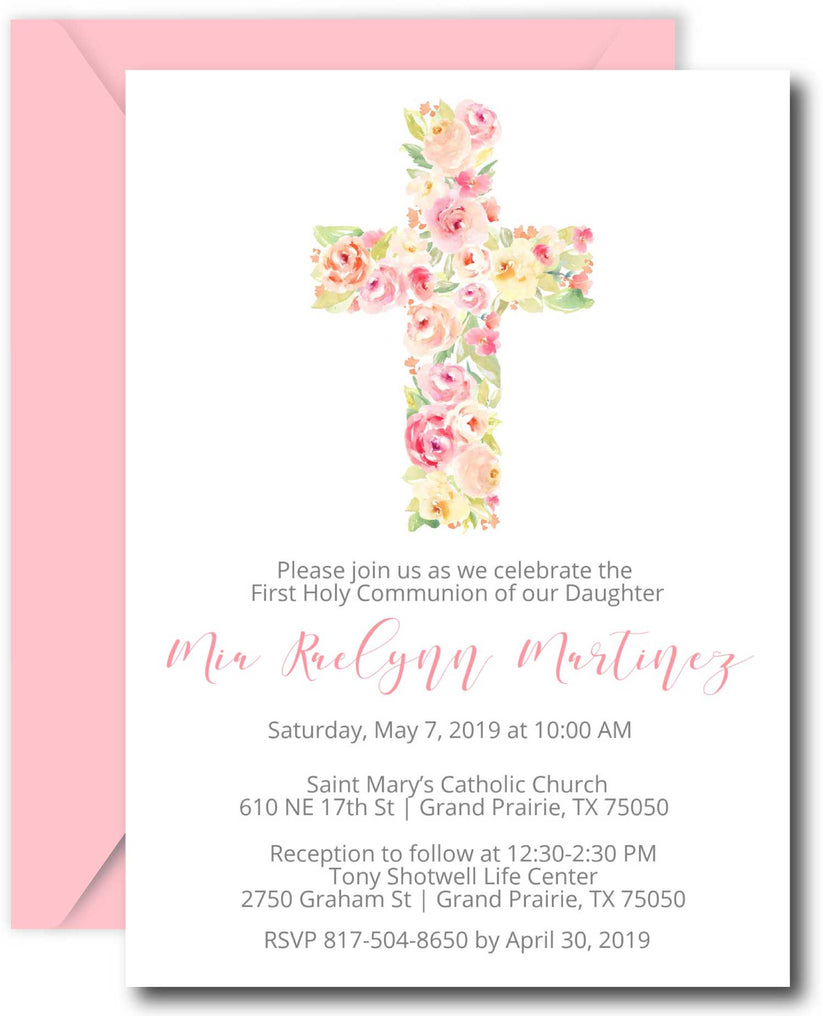 Cross First Communion Invitations - Announce It!