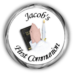 Praying Hands First Holy Communion Kisses Stickers - Announce It!