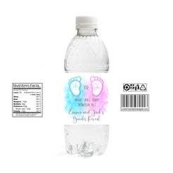 He She Gender Reveal Water Bottle Labels - Announce It!