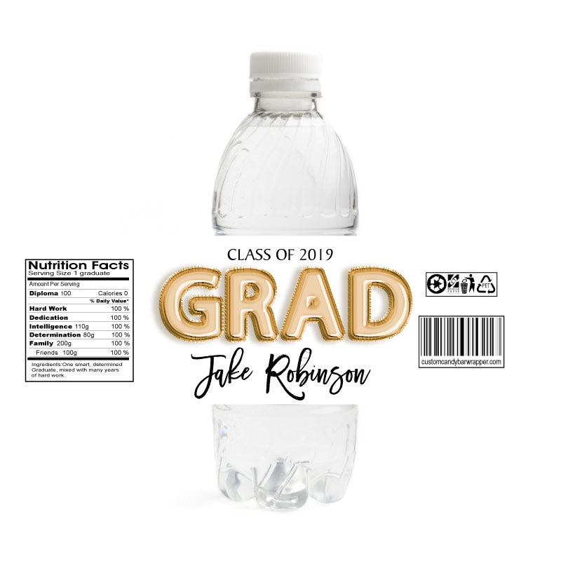 Foil Grad Graduation Water Bottle Labels - Announce It!