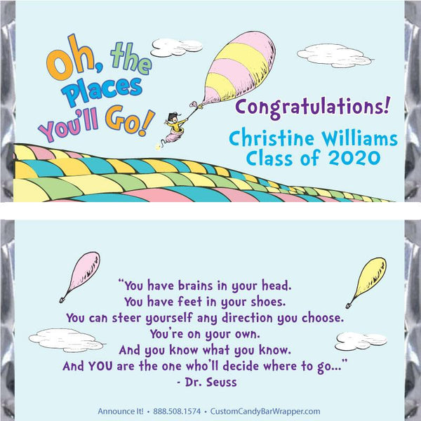 Oh the Places You'll Go Graduation Candy Bar Wrappers - Announce It!